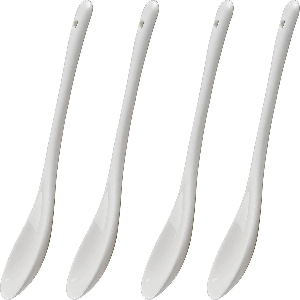 Ice Cream Spoons Ceramic Dessert Spoon Set of 4 Teaspoons Espresso Spoon Porcelain Spoons for Coffee Tea Yogurt Desserts Egg (4)