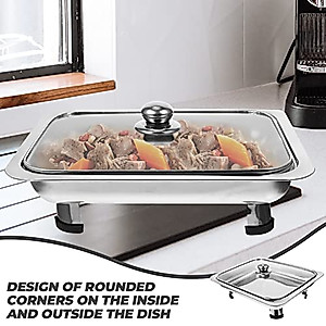 Buffet Food Holder Buffet Server Stainless Steel Chafing Dish Buffet Tray Chaffing Servers Rectangular Canteen Basin with Cover for Parties Buffets Buffet Food Warmer