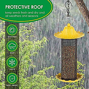 Finch Bird Feeders For Outside [Set of 2] 0.7 LB Capacity Yellow Wild Bird Feeders, Seeds Attracts Small Birds To Backyard & Garden. Tube Bird Feeders For Outdoors.