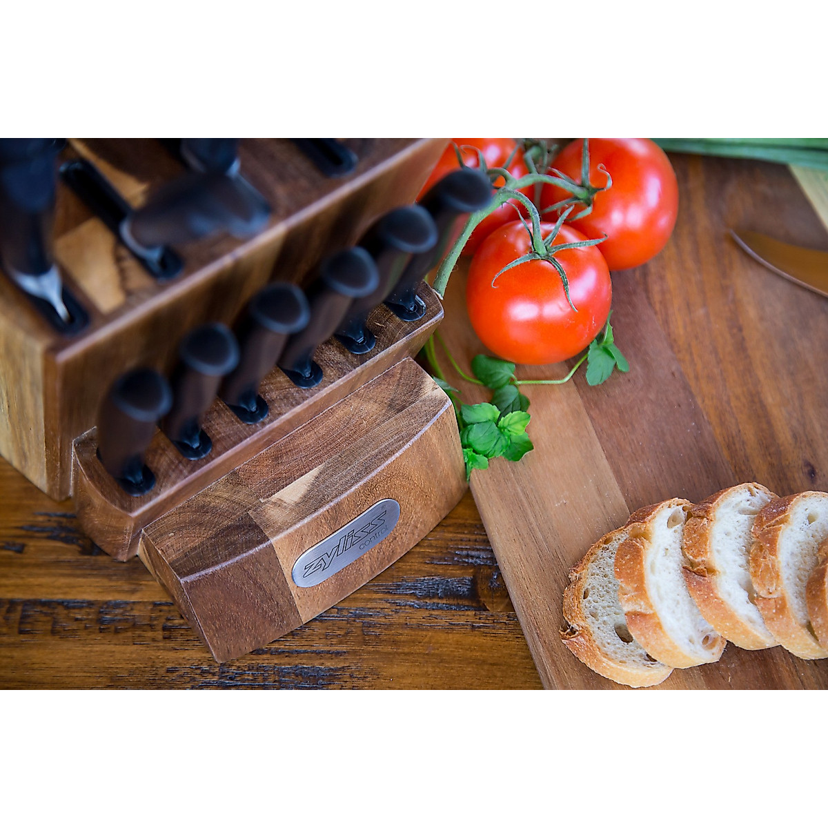 ZYLISS Control Wooden Knife Block - Kitchen Cutlery Storage - Knife Block Without Knives - 16 Slots With Steak Holders