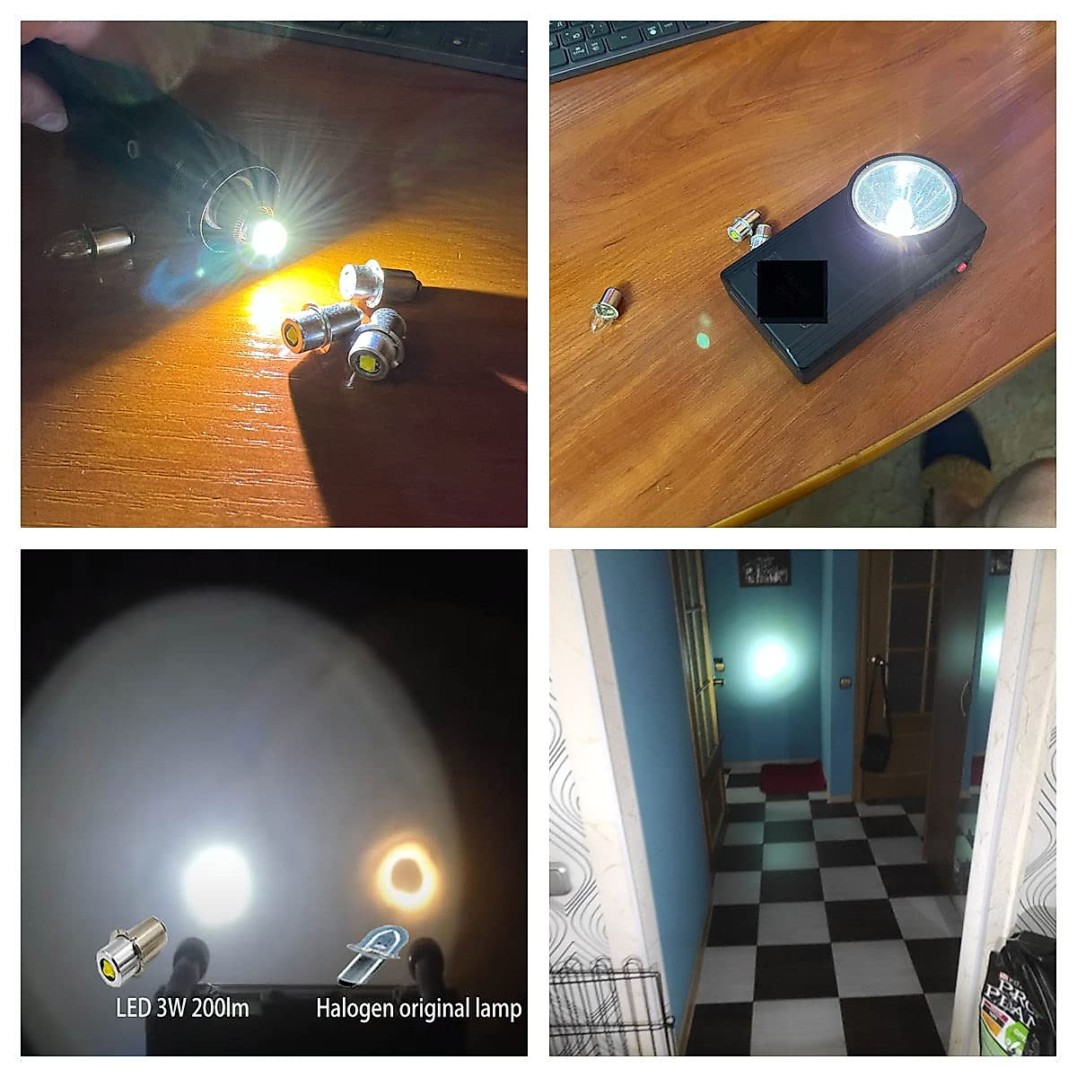 GLGYCB P13.5S PR2 LED Bulb Flashlight Replacement Led Conversion kit 2D 3D 4d Cell Bulbs 3W 3V 4.5V 6V for 2-4C&D LED Bulbs 4Pack