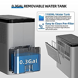 20 Pint Portable Dehumidifiers with Drain Hose and Handle for Home, Bathroom, Bedroom, Basement 1074 sq. Ft