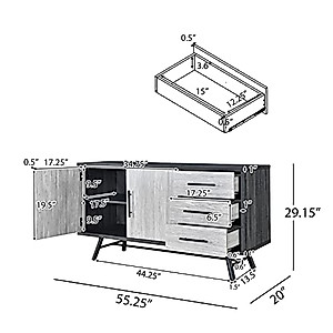 Christopher Knight Home Sylvia Modern Industrial 2 Door Sideboard, Sonoma Oak+ Gray Oak+ Black