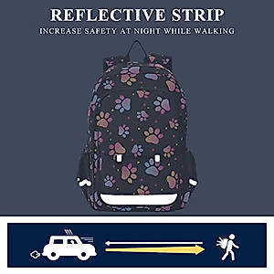 ALAZA Neon Pink Dog Paw Print Animal Laptop Backpack Purse for Women Men Travel Bag Casual Daypack with Compartment & Multiple Pockets