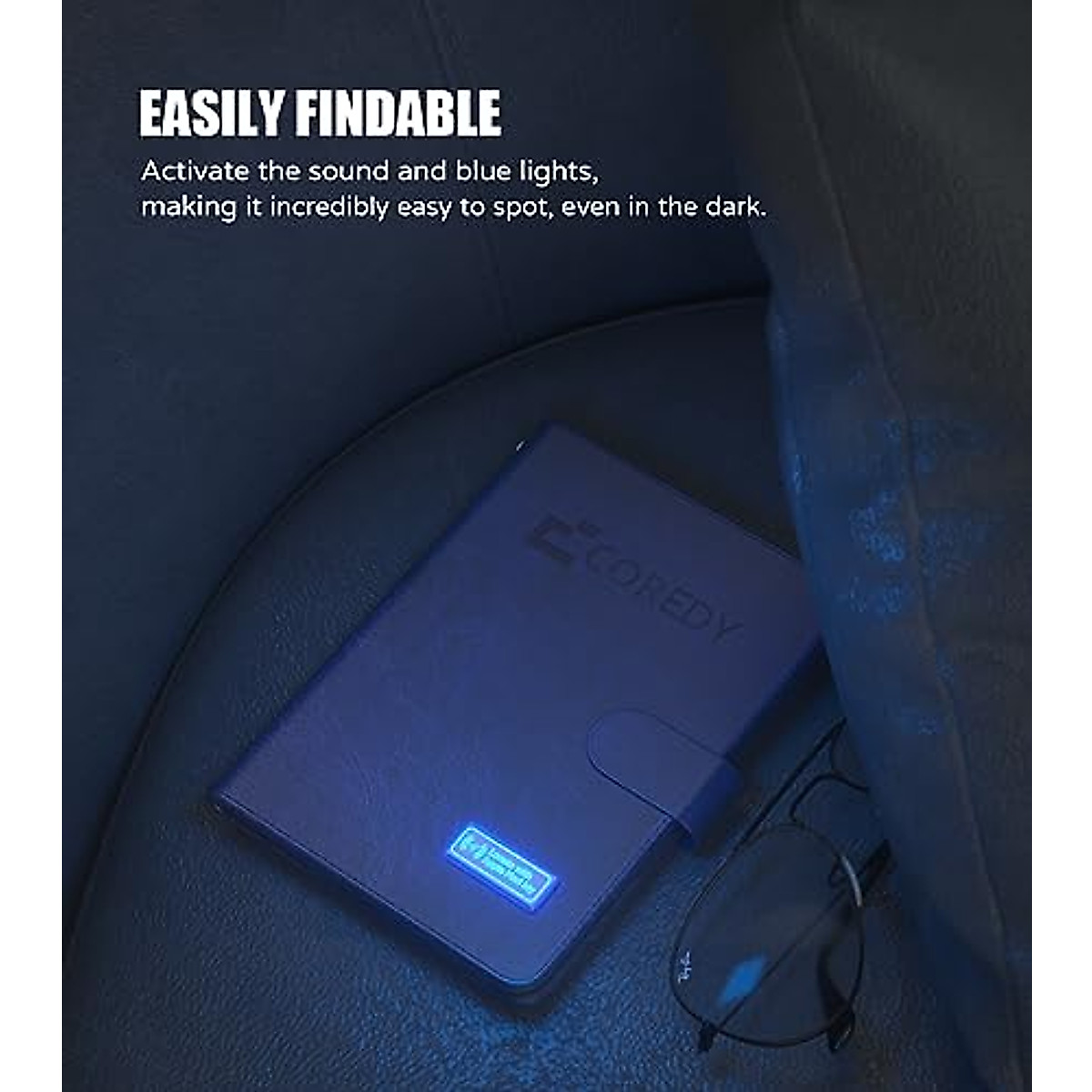 Coredy Passport Holder and Bluetooth Tracker Combo, Travel Must Haves Passport Cover Finder, Works with Apple Find My (iOS Only), RFID Blocking, Slim Travel Accessories Passport Wallet, Blue
