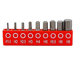 Hex Bit Set Metric 9PC With Rail - Allen Wrench Bit Set 1.5mm - 8mm - Perfect for Automotive, Bike, Bicycle, Appliance Repair - Ram Pro