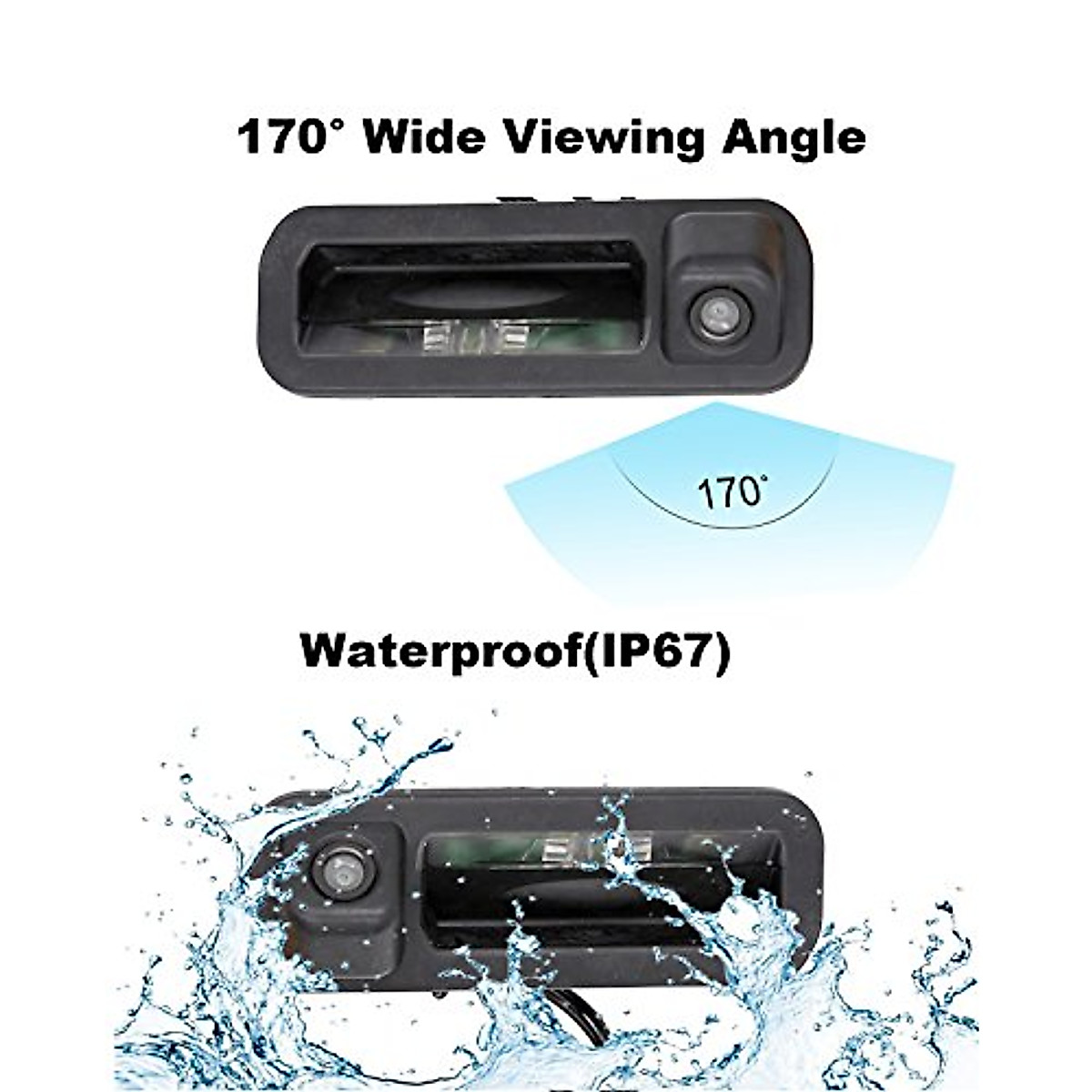 Canying Car Handle Backup Camera Reverse Camera Dynamic Car Rear View Camera for Ford Focus 2012 2013 2014 for Focus 2 Focus 3 with Moving Guide Parking line