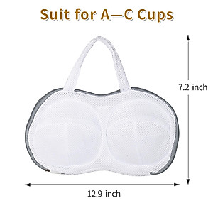 DESONAUT Bra Washing Bag,2Pcs bra laundry bags for Laundry Lingerie Underwear Brassiere Bag,Lingerie Bags with 3D Skeleton for Washing Machine Suitable for A-C Cup Sizes（Grey）