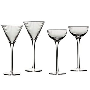 Degustation Tall Stemmed Cordial Glasses 2.5 Ounces, Set of 4 Assorted Shapes, Clear