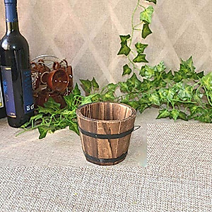 CoscosX 3 Pcs Rustic Wooden Bucket Flower Planter Patio Garden Backyard Planter Outdoor Indoor Home Decor