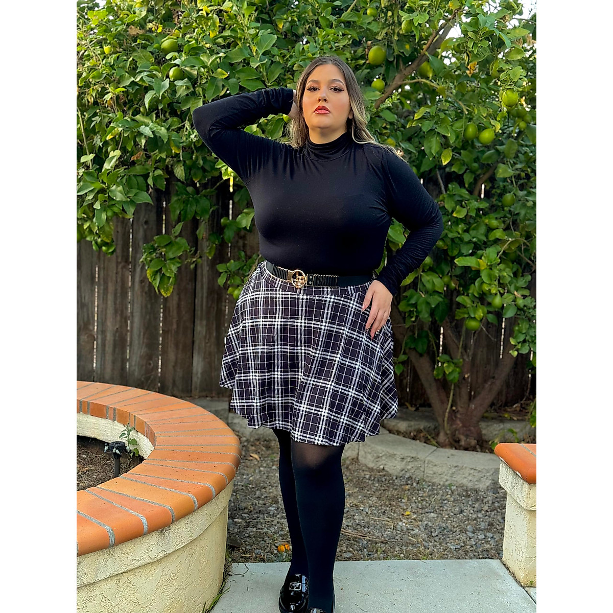 Hanna Nikole Plus Size Black Turtleneck for Women Fitted Ultra-Soft Pullover Slim Stretchy Mock Neck Shirt Tops 22W