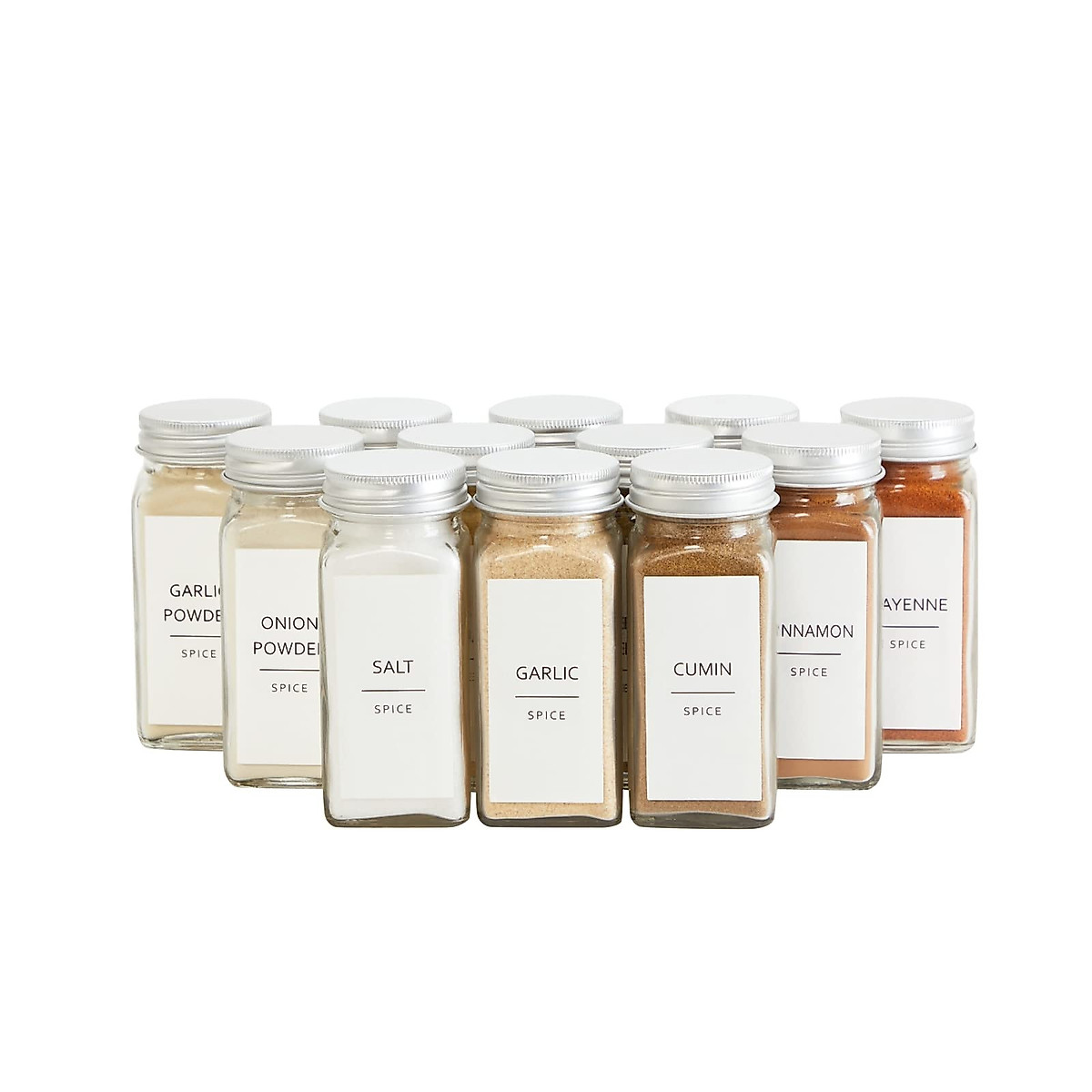 Talented Kitchen 140 Spice Labels Stickers, Preprinted White Minimalist Spice Jar Labels for Herbs Seasonings, Kitchen Spice Rack Pantry Organization, Black Text (Water Resistant)