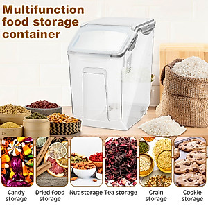 Umigy 4 Pack Rice Storage Container With Wheels Plastic Airtight Lid Flour Container Bin for Dog Pet Cereal Grain Dry Food, 15 Liter / 30 lbs