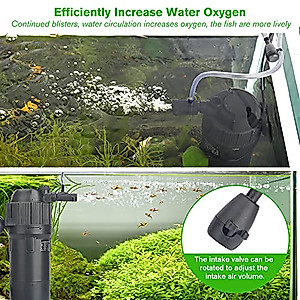 hygger 4-in-1 Submersible U-V Filter Pump, Internal Green Water Killer with Timer, 210GPH 8W Adjustable Fish Tank Filter, Increase Oxygen for 40-80 Gallon Aquarium Tank