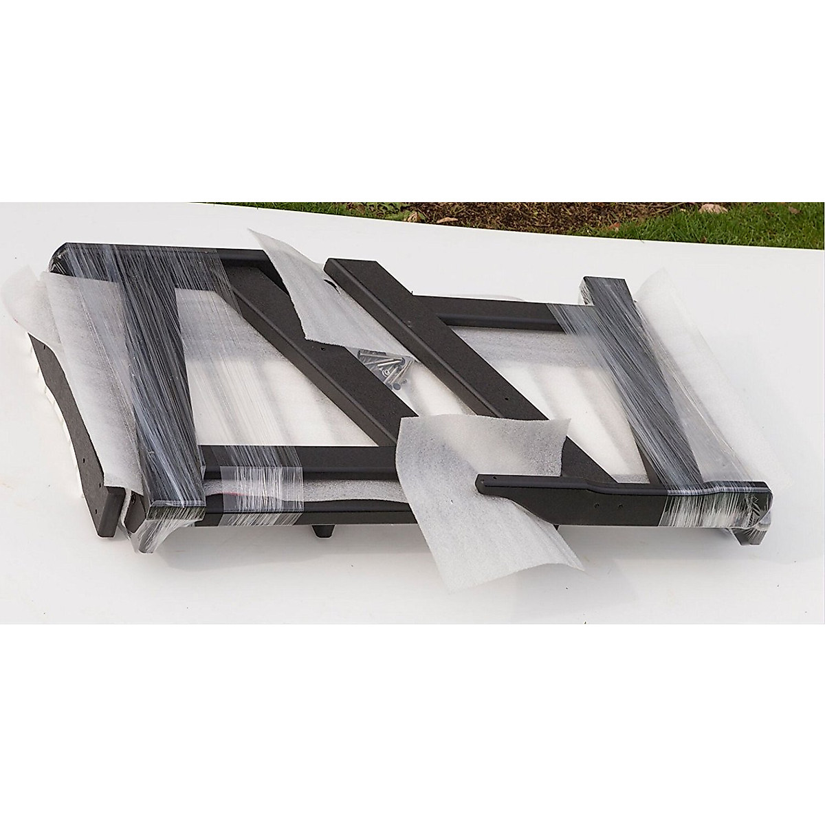 ECOMMERSIFY INC 5FT-Weathered Wood-Poly Lumber Mission Porch Swing Heavy Duty Everlasting PolyTuf HDPE - Made in USA - Amish Crafted