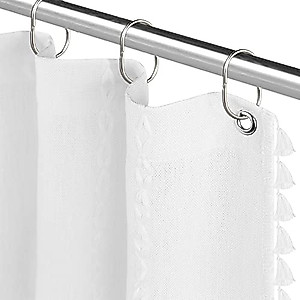 TCMAO 24 Pack Shower Curtain Hooks, Rustproof Decorative Shower Curtain Rings Metal Wide Oval Shower Hooks for Bathroom Shower Rod (Nickel)