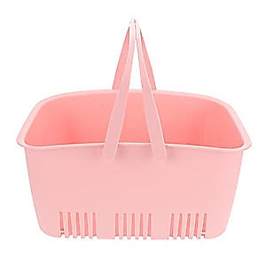 Plastic Shopping Baskets, Shower Basket Bin With Handles for Shower Closet Kitchen Gardening Bathroom Toys(Pink)