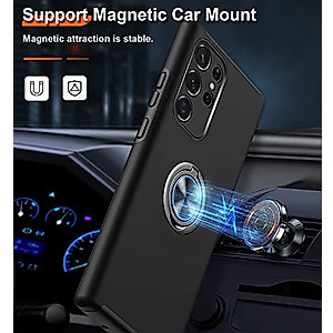 iDLike for Samsung Galaxy S23 Ultra Case, Military Grade Drop Test Shockproof Phone Case Cover with [Full Camera Lens Protection] [Invisible Ring Holder Kickstand],Black