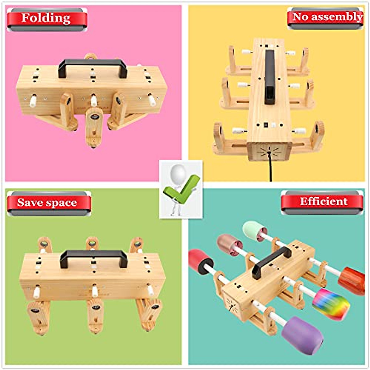 6X Multi Cup Turners for Crafts Tumbler Cup Spinner Machine Kit, Wood Cuptisserie Turner DIY Glitter Epoxy Tumblers