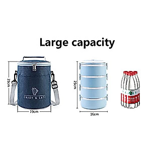 Dezapuby Waterproof Oxford Bento Bag Portable Round Insulated Lunch Bag with Removable Strap Thicken Aluminum Cooler Bag Two-way Zipper for Women and Men Work Travel Picnic (Gray)