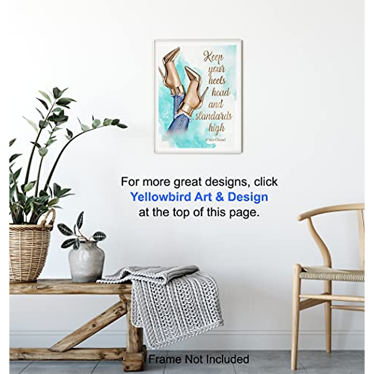 Motivational Quote Wall Art - Glam Wall Decor - Inspirational Gift for Women, Designer Shoes Fan, Couture Fashionista - Luxury Home decoration for Bathroom, Living room, Girl Teens Bedroom