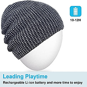 Mydeal Wireless Bluetooth Hat Cap Dual Knit for Men Women with Stereo Headphones Headsets Earphones Speakers Hands-Free Phone Call for Gym Skiing Skating Running Walking - Black