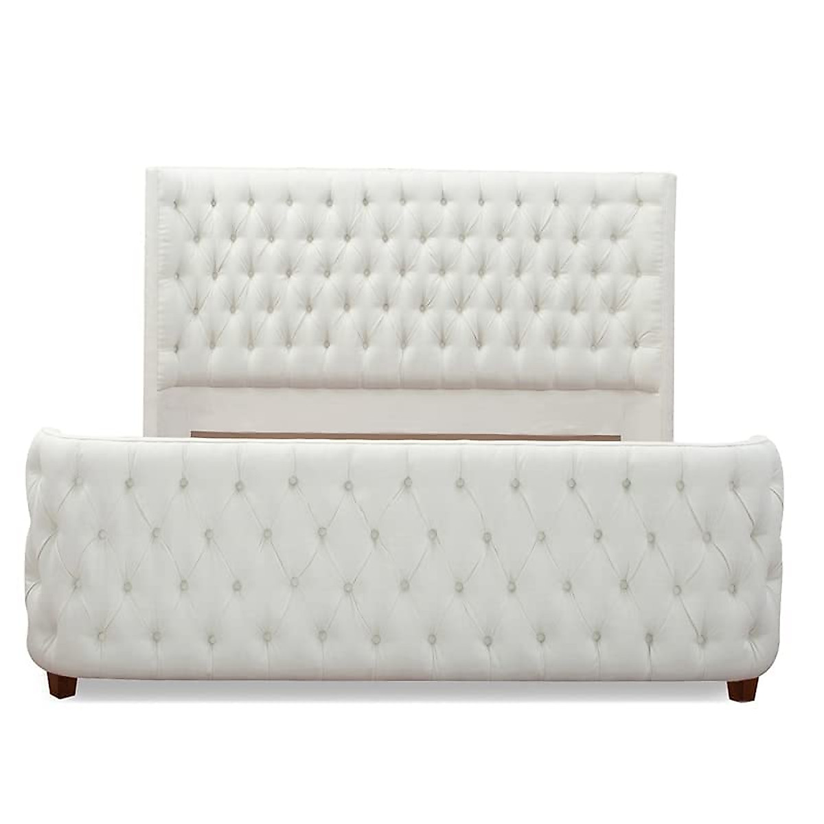 Jennifer Taylor Home Brooklyn King Tufted Panel Bed Headboard and Footboard Set, Antique White Polyester
