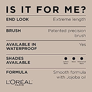L'Oreal Paris Makeup Telescopic Original Lengthening, Lash Separating Mascara with Dual Precision Brush, Waterproof, Black, 0.27 Fl Oz., 1 Count