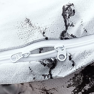 Smoofy Queen Marble White Comforter Set, White Marble Pattern Printed Soft Fabric with Brushed Microfiber Full Bed Sheets Fill Bedding Sets(1 Comforter, 2 Pillowcases)