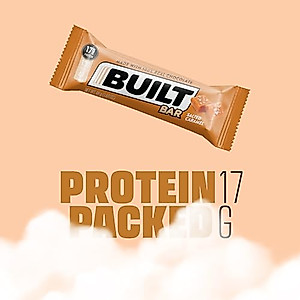 Built Protein Bars, Salted Caramel, 12 Count, 1.73oz Bars, Gluten Free Protein Snacks with 17g of High Protein. Chocolate Protein Bar only 130 calories & 4g sugar, Great On The Go Protein Snack