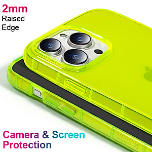 NYCPrimeTech Neon Green Case w/Bumper Edge for iPhone 14 Pro Max 6.7 Inch/Slim & Soft Transparent TPU Phone Case/Cute Flexible & Stylish Protective Cover (Volt Green)