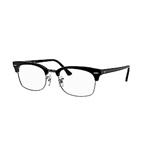Ray-Ban RX3916VF Clubmaster Square Low Bridge Fit Prescription Eyeglass Frames, Shiny Black/Demo Lens, 55 mm