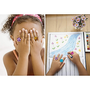 Hifot 24 pcs Girls Crystal Adjustable Rings, Princess Jewelry Finger Rings with Heart Shape Box, Girl Pretend Play and Dress up Rings for Children Kids Little Girls - Random