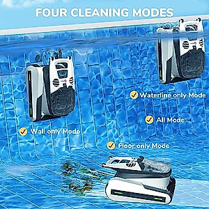 Seauto Shark Cordless Robotic Pool Vacuum Cleaner Waterline Cleaning, Wall-Climbing, Intelligent Route Planning (Multi)