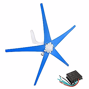 Dyna-Living Wind Turbine Generator 500W AC 12V 5 Blades Wind Turbine Motor with Charge Controller Wind Turbine Generator Kit for Boat Marine Garden Monitoring or Street Lighting(Not Included mast)