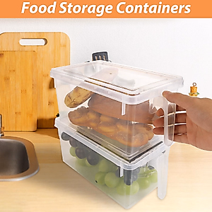 MUXHEL 6 Pcs Food Storage Containers with Handle and Lids, 5L Large Flour Sugar Storage Containers, BPA Free Stackable Pantry Bins for Storing Cereal, Flour, Sugar, Fruits, Vegetables, Meat, Egg
