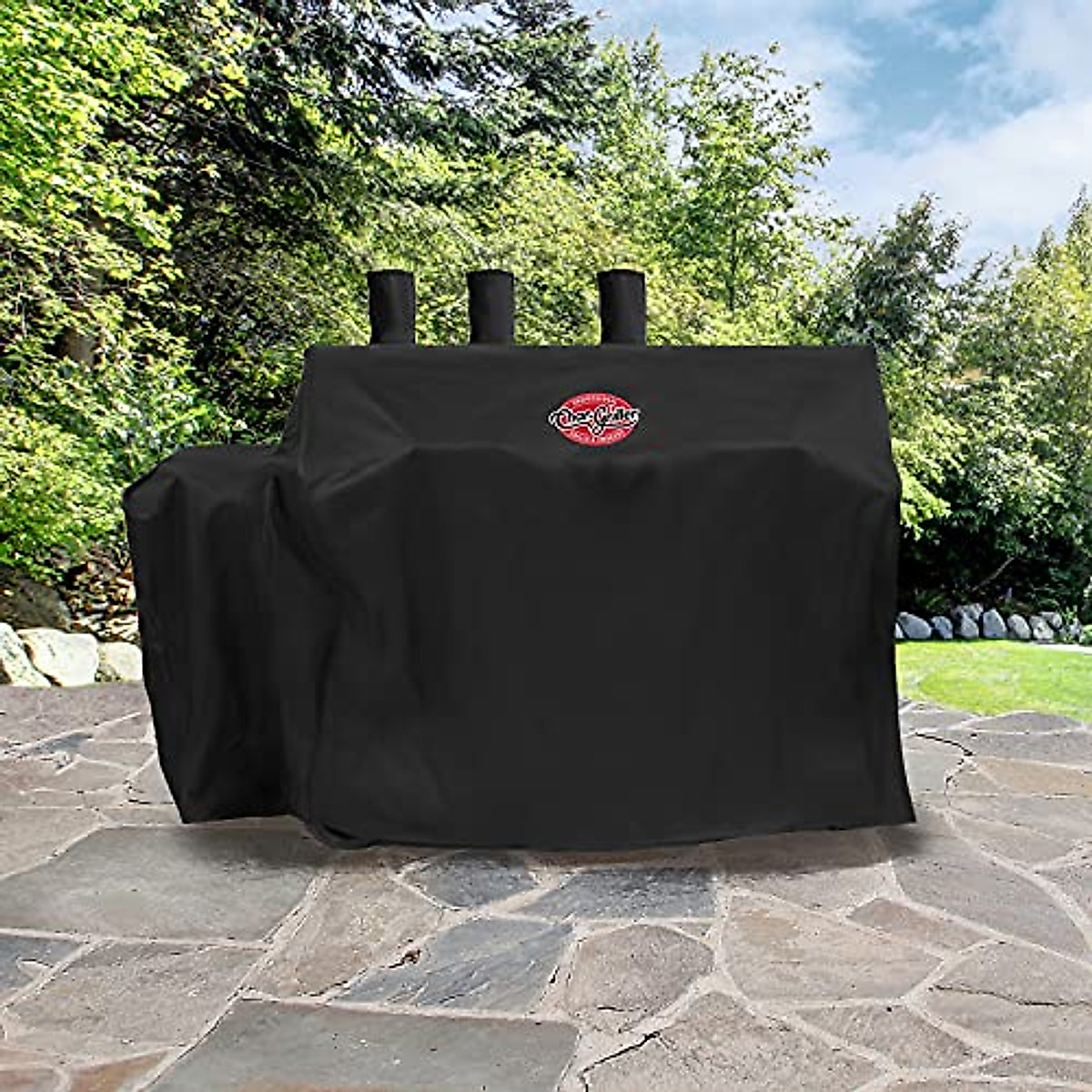 Char-Griller 8080 3-Burner Dual Fuel Expandable Gas & Charcoal Outdoor Grill Cover, Black, 29 x 65 x 49