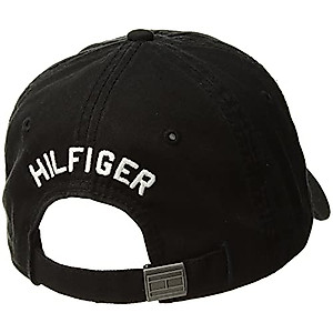 Tommy Hilfiger Men's Dad Hat Billy Corner Flag Cap, Black, O/S