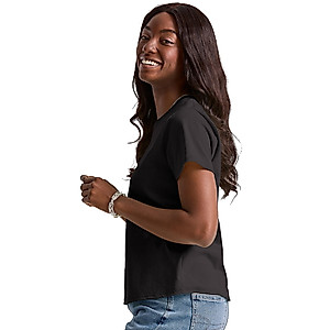 Hanes Comfortblend Essentials, Cotton Crewneck Tee, Classic Fit T-Shirt for Women, Black