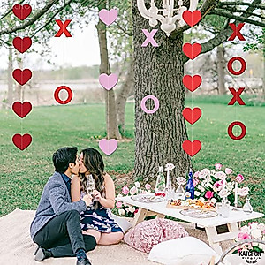 XOXO and Hanging Heart Valentine Garland – 6 String, No DIY | Felt Heart Garland for Galentines Day Decorations | XOXO Garland, Valentines Day Decor | Valentine Felt Garland, Valentines Decorations