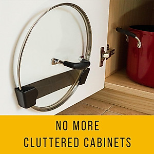 Pot Lid Organizer for Cabinet Door - Pan Lid Holder Cabinet Door - 6" & 9" Pot Lid Holder Wall Mount - Plastic Peel & Stick Cabinet Door Pan Lid Organizer - Lid Holder for Cabinet Door - 6 Pack