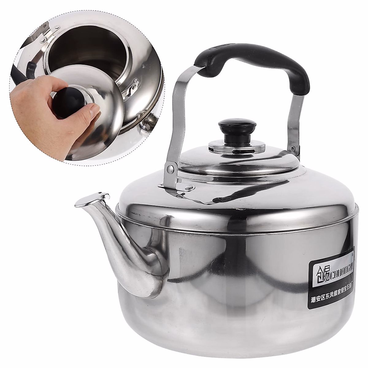 Cabilock 5L Whistling Tea Kettle Stainless Steel Tea Pot Ergonomic Handle Tea Water Pot Kitchen Stovetop Kettle for Home