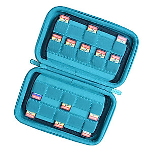 Deluxe Game Card Holder Case for 40 Nintendo Switch Games, Storage Case for Nintendo Switch Games and SD Cards -Turquoise