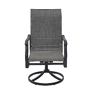 VEVOR 5 Pieces Patio Dining Set, Outdoor Furniture Table and Swivel Chairs Set, All Weather Garden Furniture Table Sets, Iron Patio Conversation Set with Umbrella Hole, For Lawn, Deck, Backyard, Black