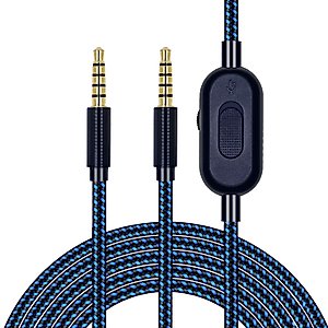 Replacement Cord for Astro A10 A30 A40 A50 Headset, Cable with Volume Control and Inline Mute Function, 2.0M 6.5Ft, Durable Braided Cable Compatible with Xbox One Play Station 4 PS4 Via 3.5mm Jack