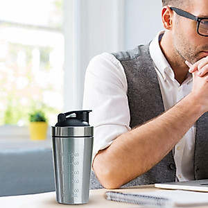 500ml Protein Shake Bottle,Smoothie Shaker & Gym Powder Bottle,Protein Mixes Shaker Cup,Stainless Steel Water Bottle And Protein Shaker,Reusable Stainless Steel Water Bottle,Gym Water Bottle