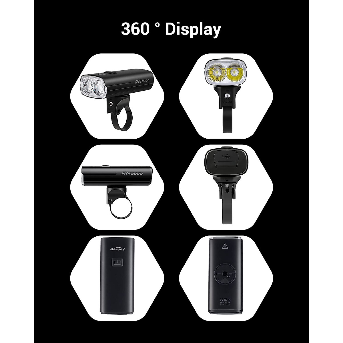 Magicshine RN3000 Bike Front Lights 3000 Lumens USB-C Rechargeable LED Bicycle Front Headlight High Bright 62 Hours,IPX6 Waterproof MTB Headlight