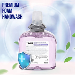 Gojo Premium Foam Handwash with Skin Conditioners, Cranberry Scent, EcoLogo Certified, 1200 mL Foam Hand Soap Refill TFX Touch-Free Dispenser (Pack of 2) – 5361-02