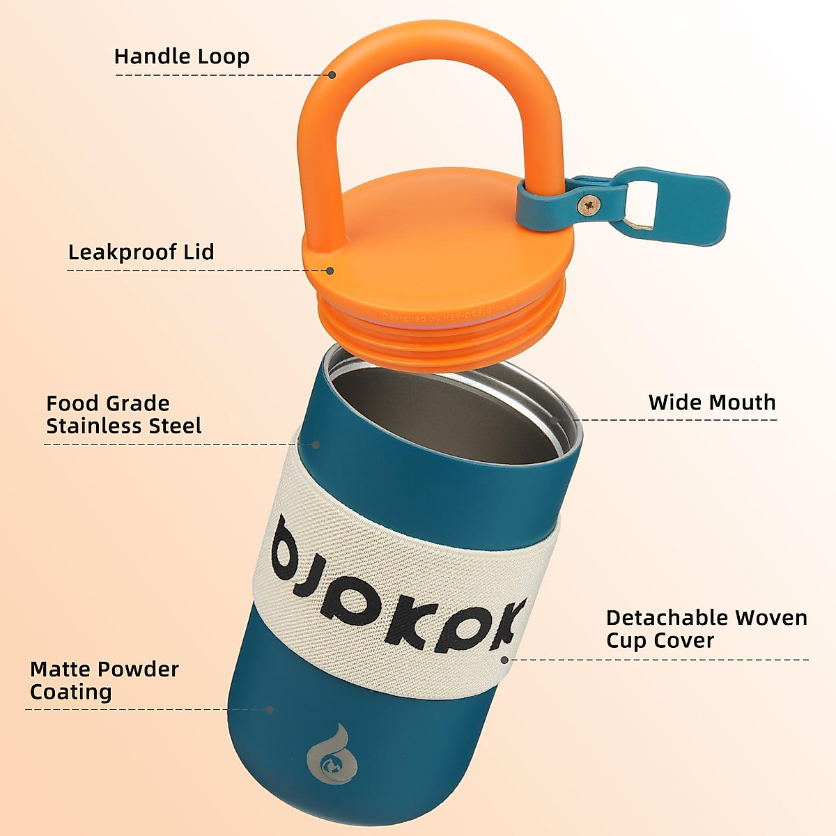 BJPKPK Insulated Stainless Steel Tumbler Cups 13oz Travel Coffee Mug With Lid And Handle,Dark Blue