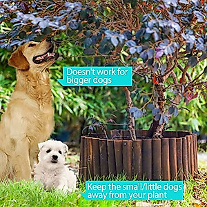 Worth Garden Wooden Short Fence Burnt Wood Finish Outdoor Landscape Edging Flexible Decorative Border - Tree Fence - Spring Garden & Yard Maintenance - 7.9'' H x 42'' L - K619A05